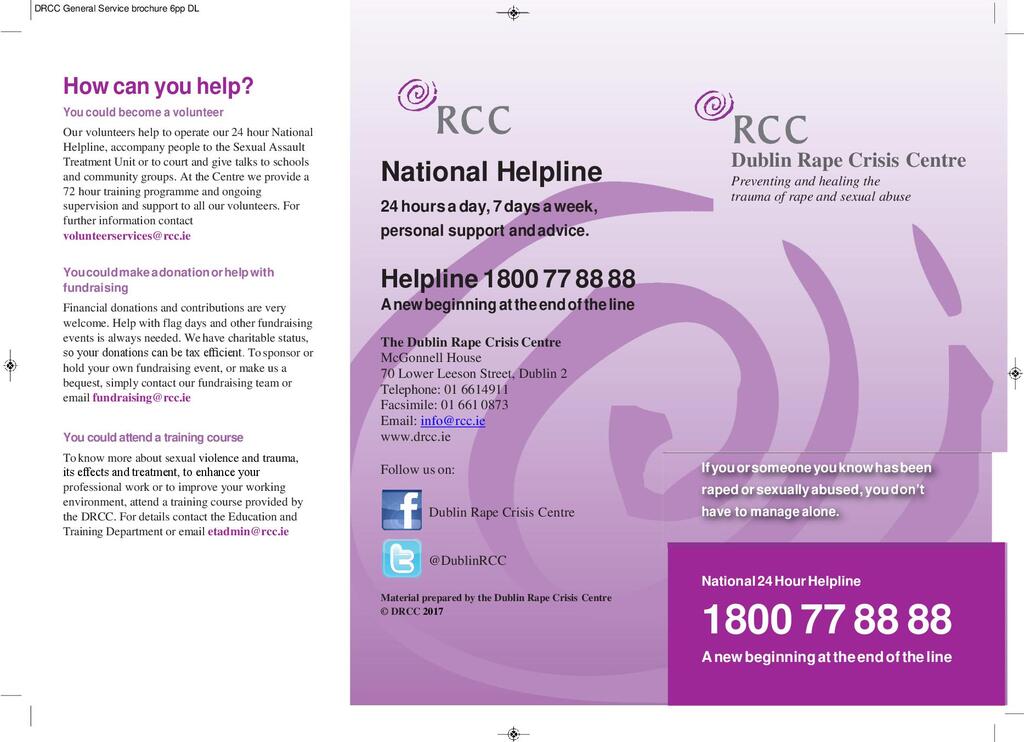 DRCC general service brochure (2017) | Dublin Rape Crisis Centre
