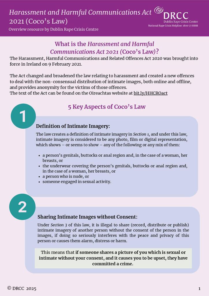 DRCC resource: Harassment and Harmful Communications Act 2021 | Dublin Rape Crisis Centre